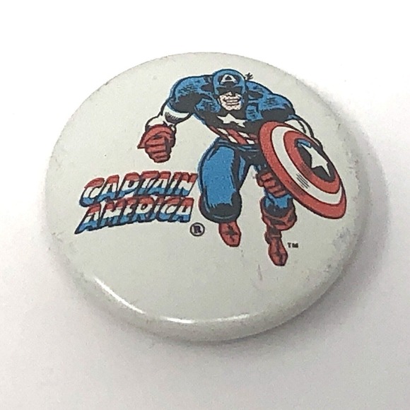 Other | Vintage 198 Captain America Button Pinback Style Marvel Shield ...